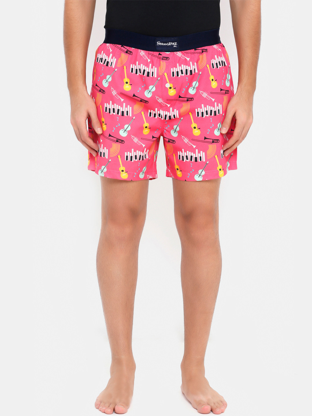Buy Smugglerz Men Pink Printed Pure Cotton Boxers JAZZ MUSIC BXR PINK S ...