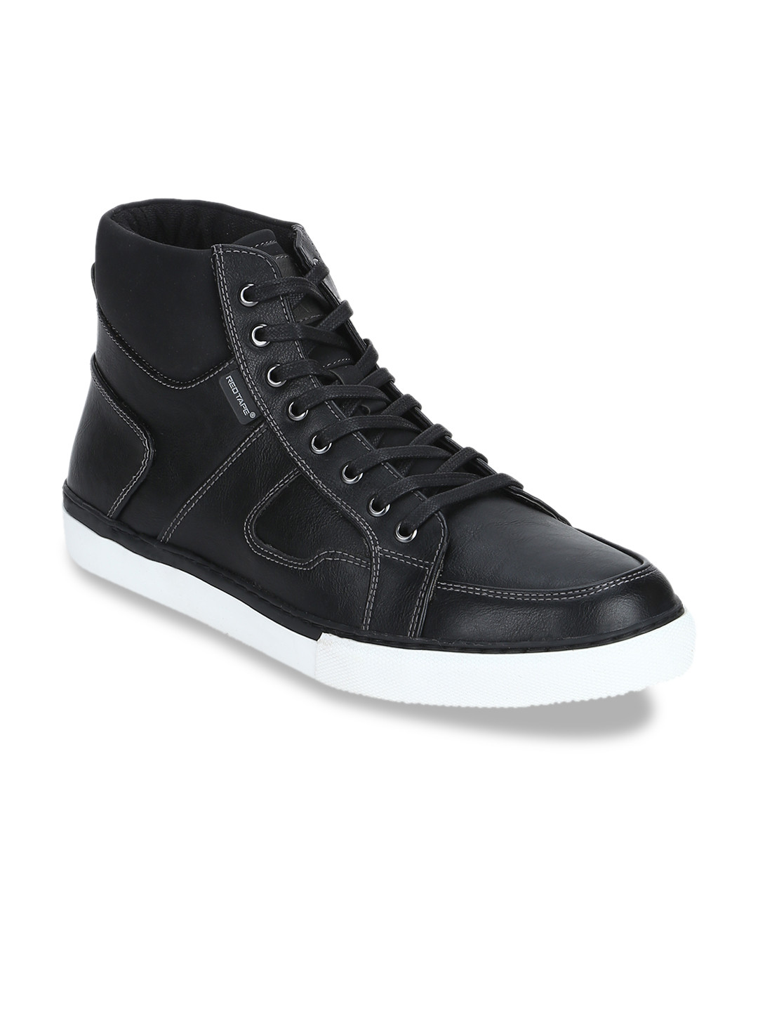 Buy Red Tape Men Black Solid Mid Top Sneakers - Casual Shoes for Men ...