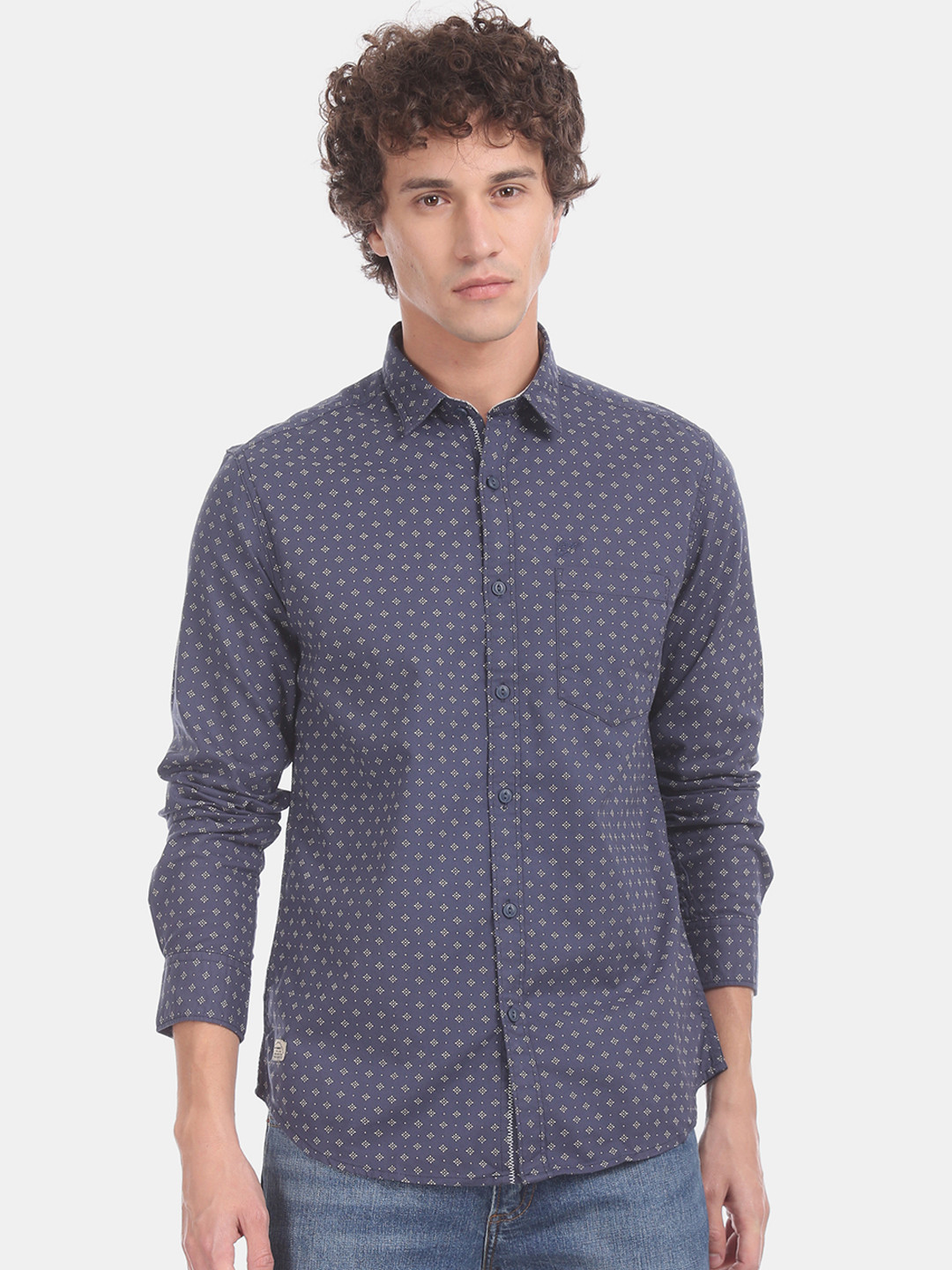 Buy Ed Hardy Men Blue Regular Fit Printed Casual Shirt - Shirts for Men ...