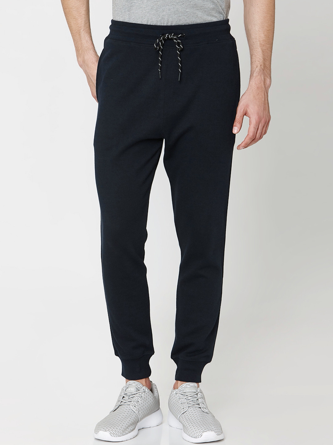 Buy Mufti Men Navy Blue Solid Joggers - Track Pants for Men 11927868 ...