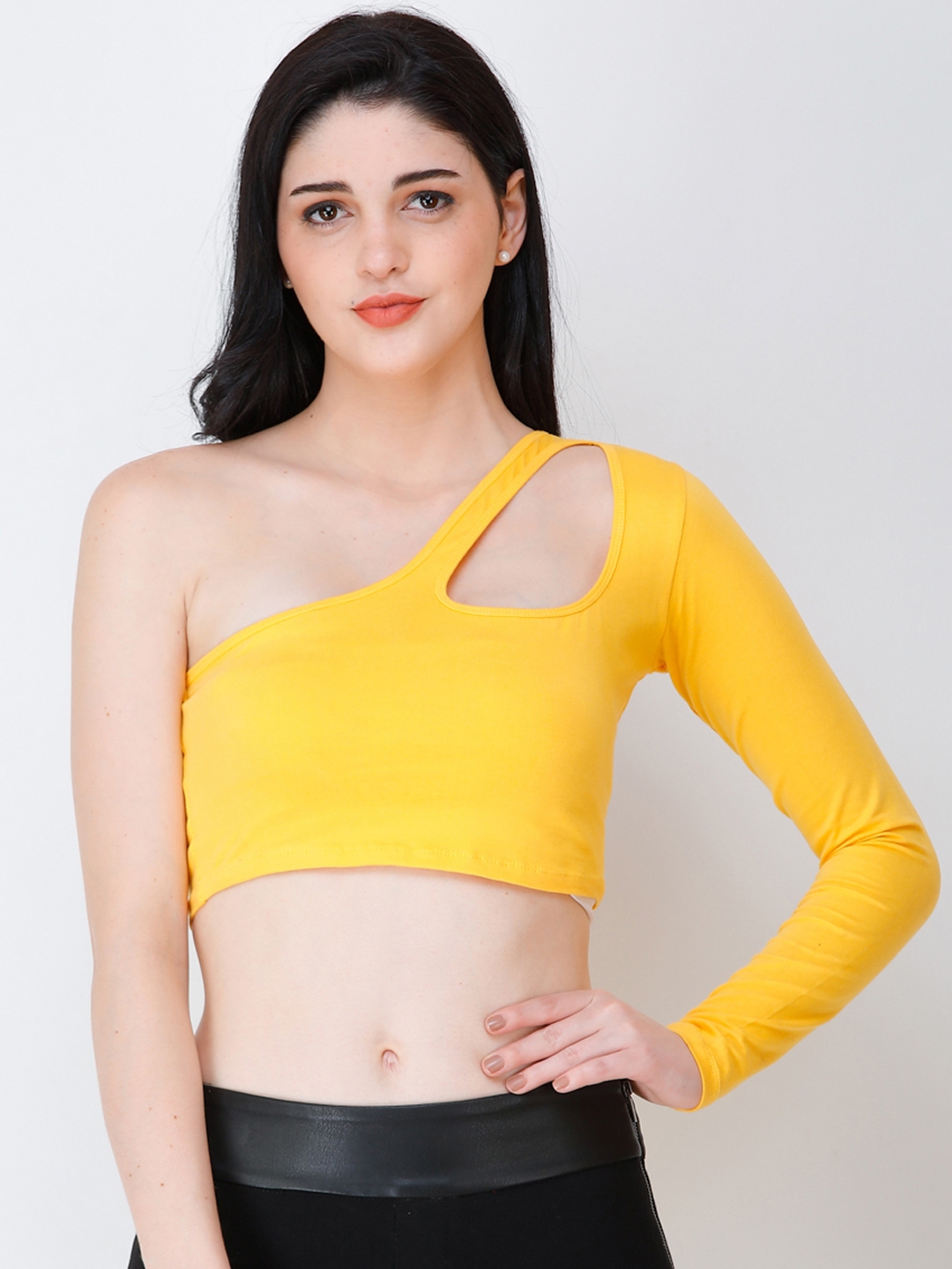 Buy Scorpius Women Yellow Solid One Shoulder Top Tops For Women