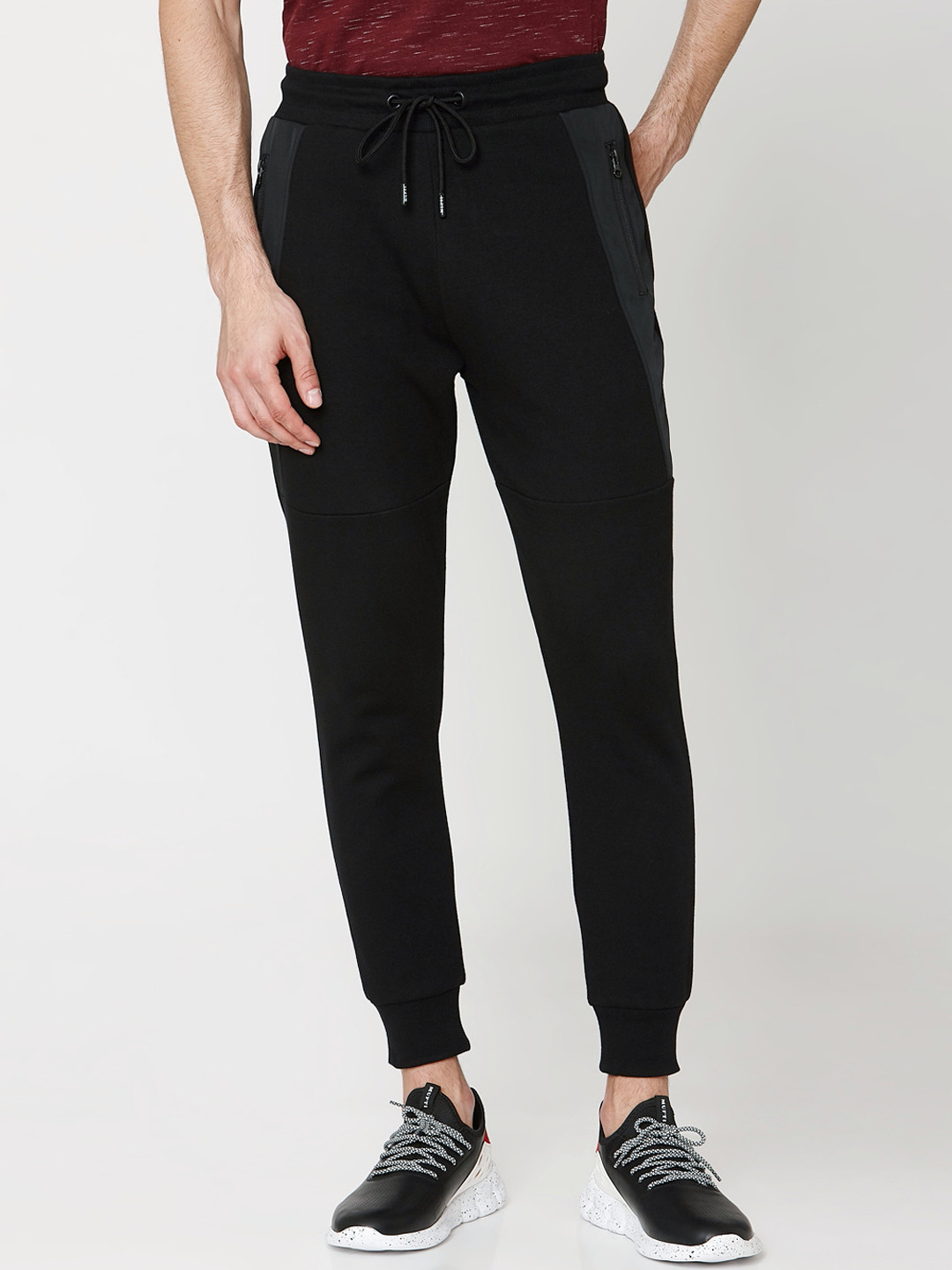 Buy Mufti Men Black Solid Joggers - Track Pants for Men 11927854 | Myntra