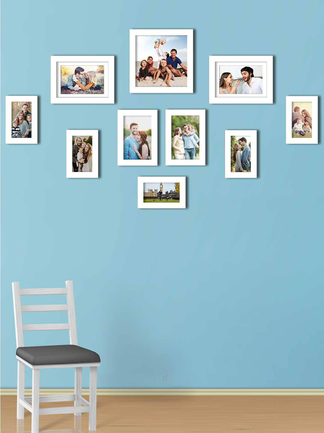 Buy Art Street Set Of 10 White Solid Individual Wall Photo Frames - Photo Frames for Unisex ...