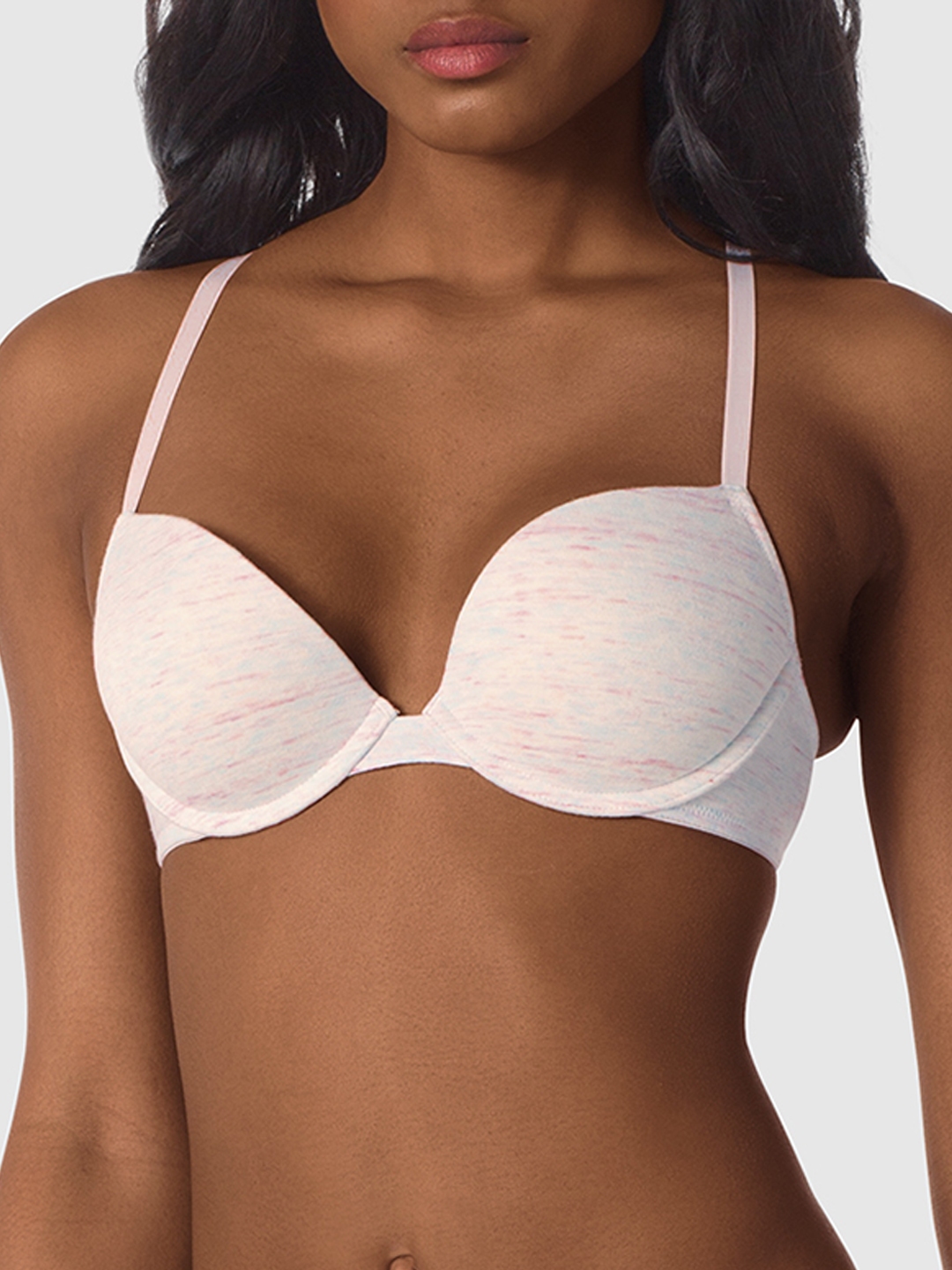 Buy La Senza Blue And Pink Self Design Underwired Lightly Padded Plunge