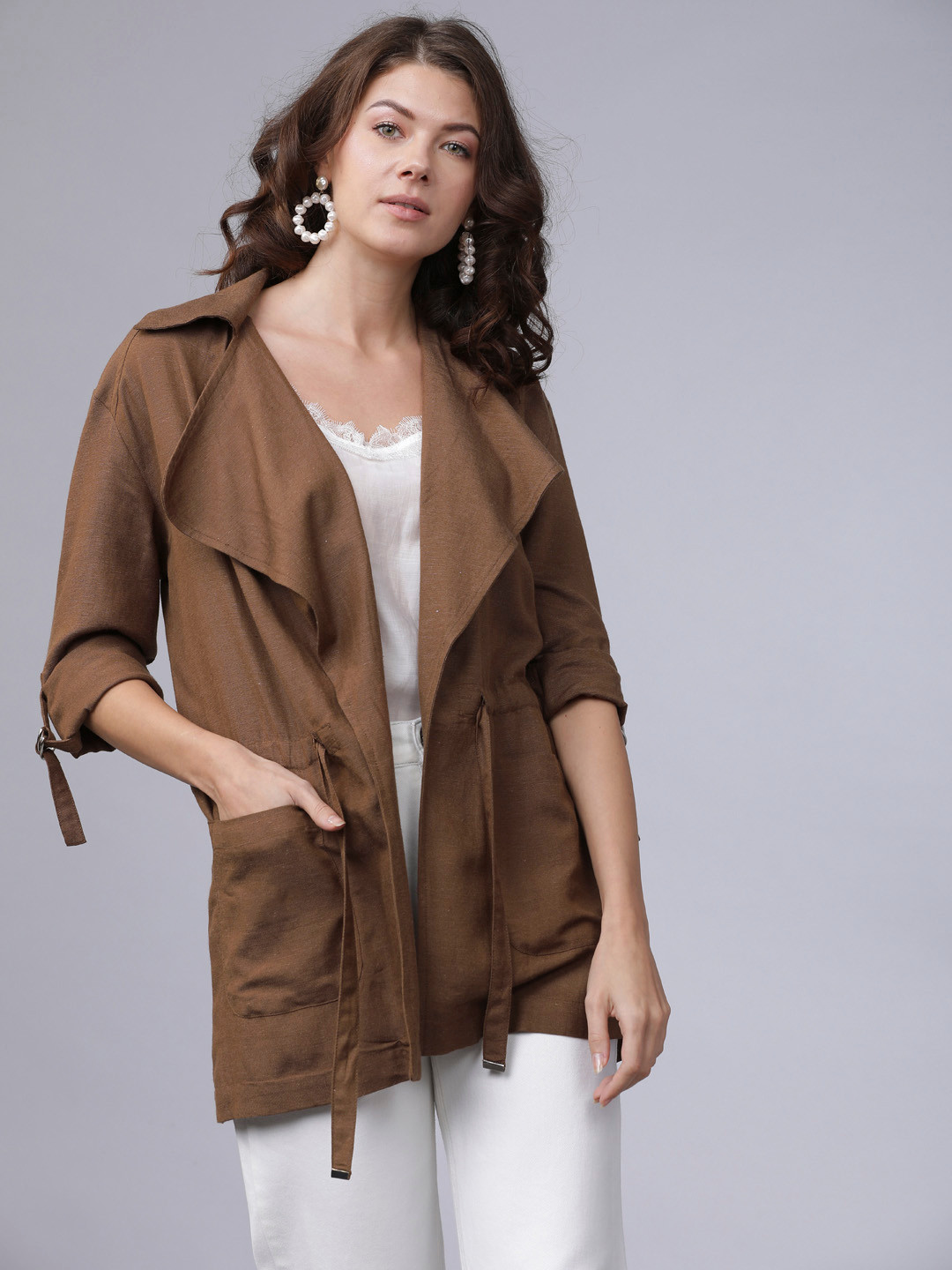 Buy Tokyo Talkies Women Brown Solid Tailored Jacket - Jackets for Women ...