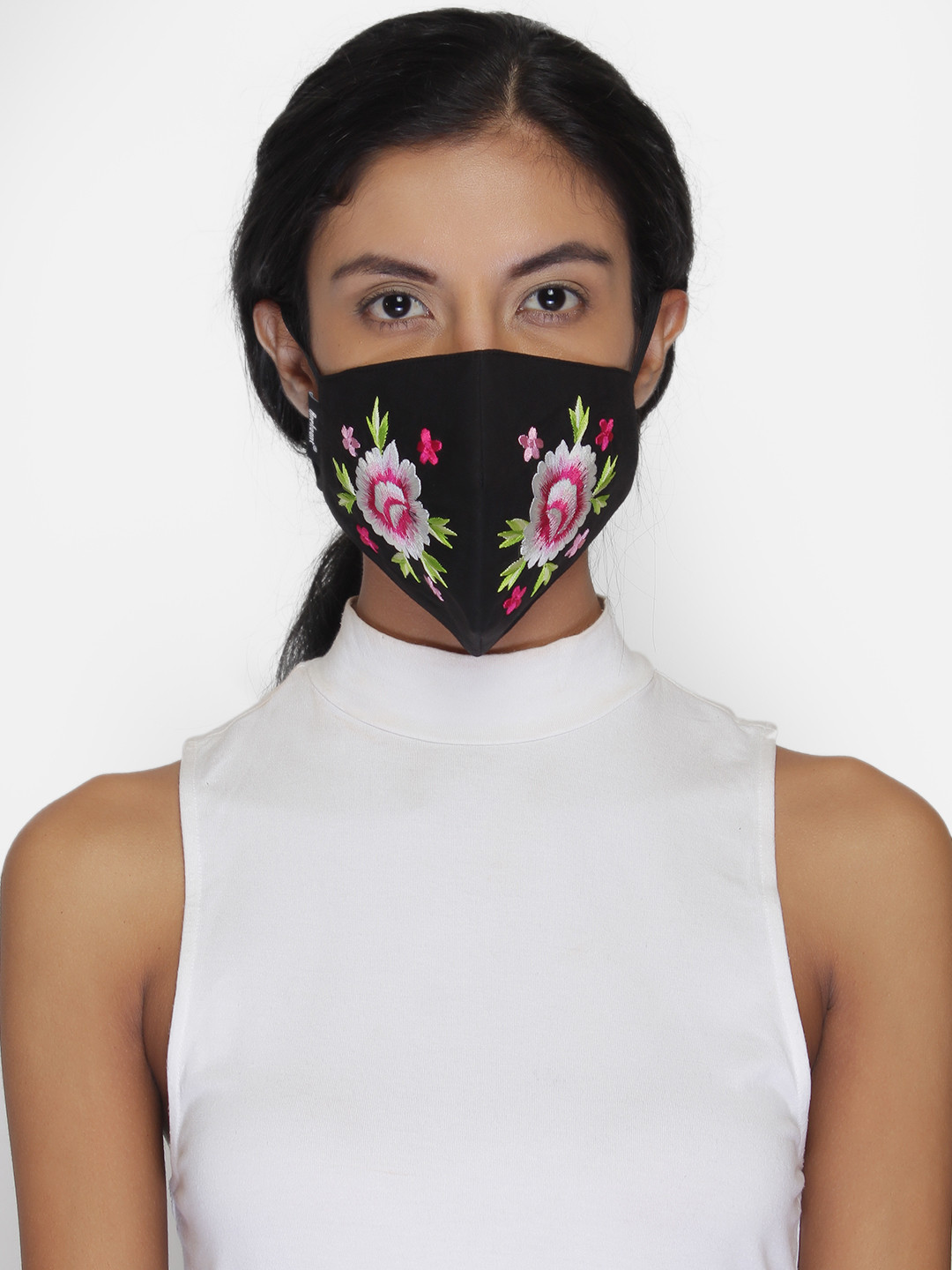 Buy Anekaant Women Black Embroidered 3 Ply Reusable Outdoor Mask ...