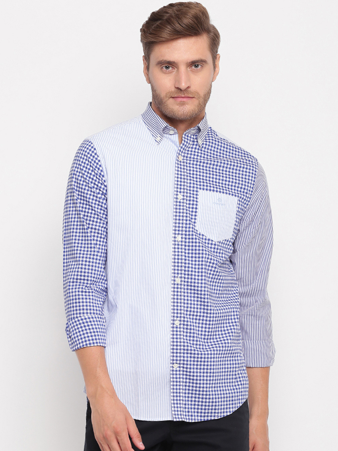 Buy GANT Men Blue & White Regular Fit Checked Casual Shirt - Shirts for ...