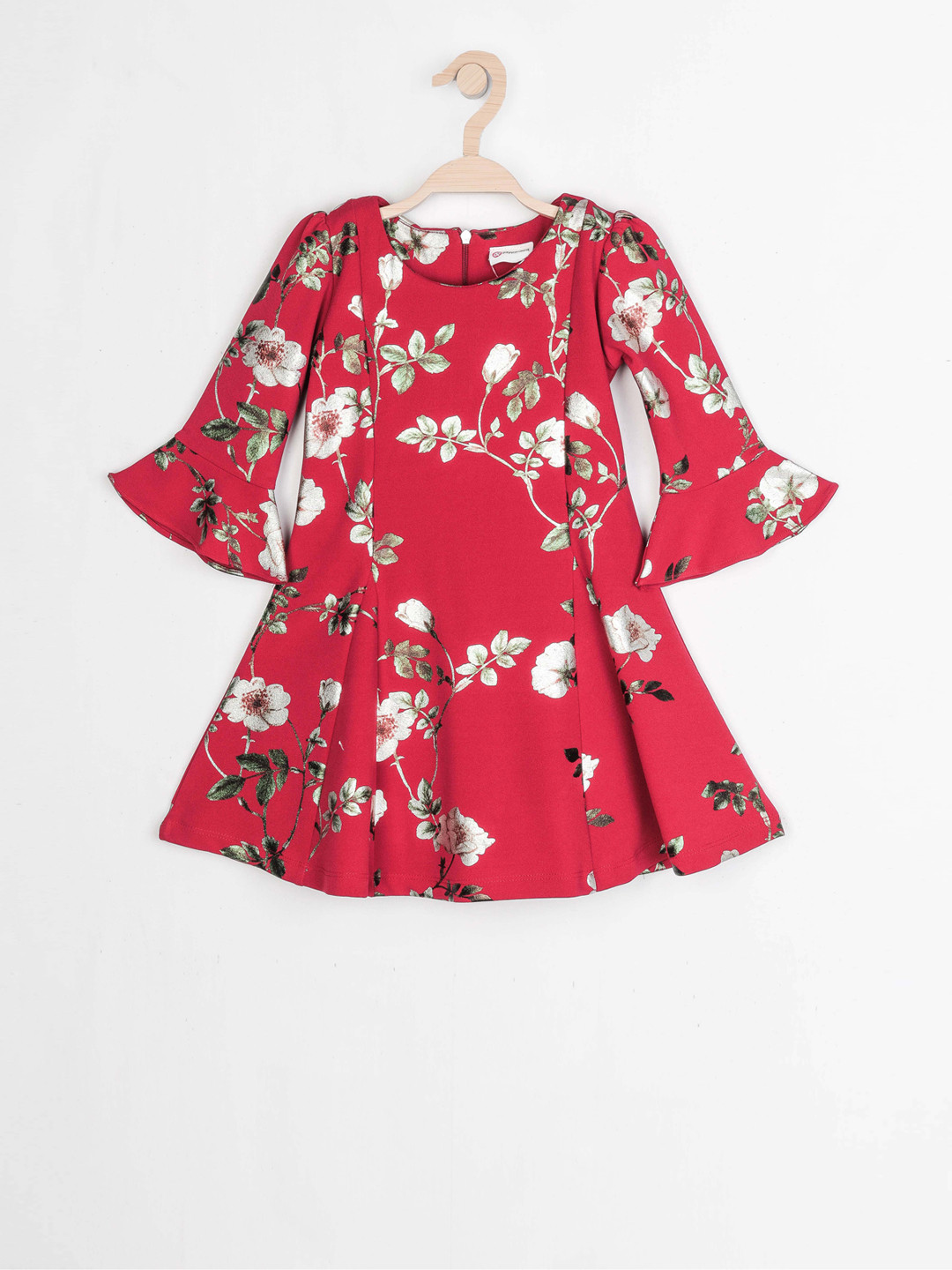 Buy Peppermint Girls Red & White Printed A Line Dress - Dresses for ...