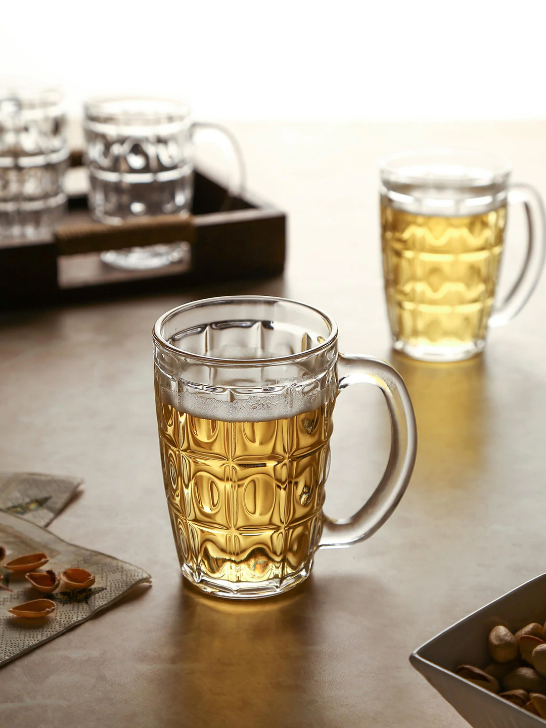 Buy INCRIZMA Set Of 6 Transparent Textured Beer Glasses - Bar Glass for ...