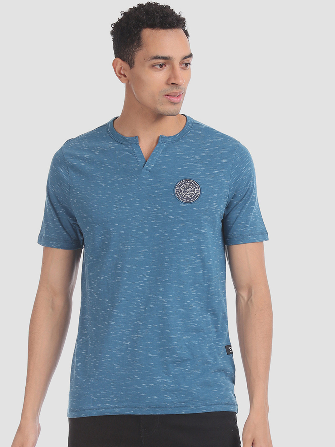 Buy Colt Men Blue Dyed Round Neck T Shirt - Tshirts for Men 12125552 ...