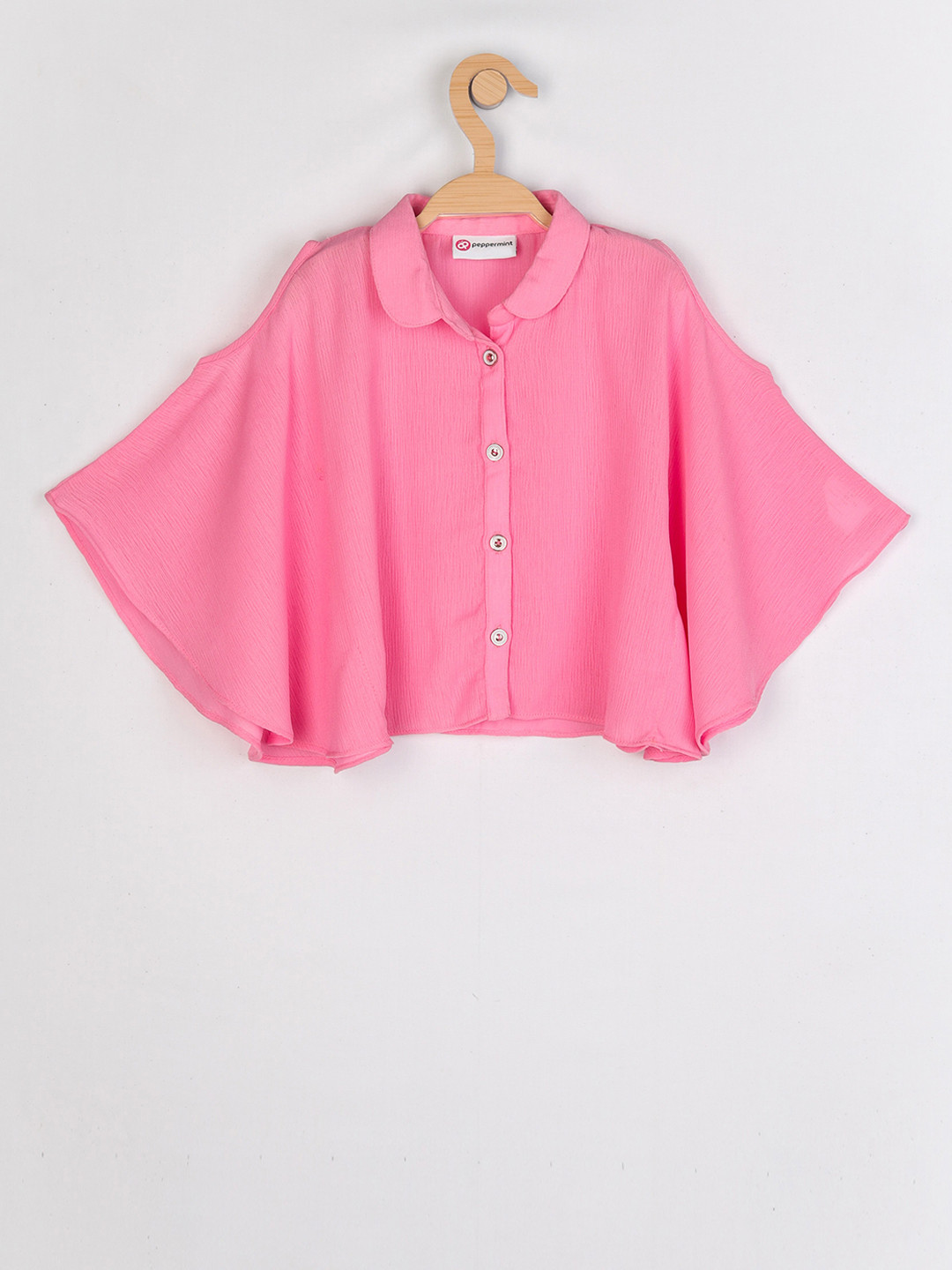 Buy Peppermint Girls Pink Solid Shirt Style Top - Tops for Girls ...