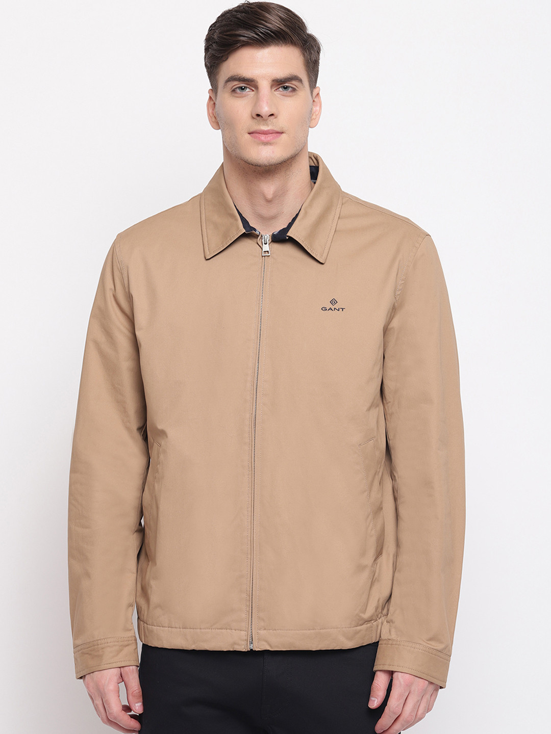 Buy GANT Men Khaki Solid Tailored Jacket - Jackets for Men 12147132 ...