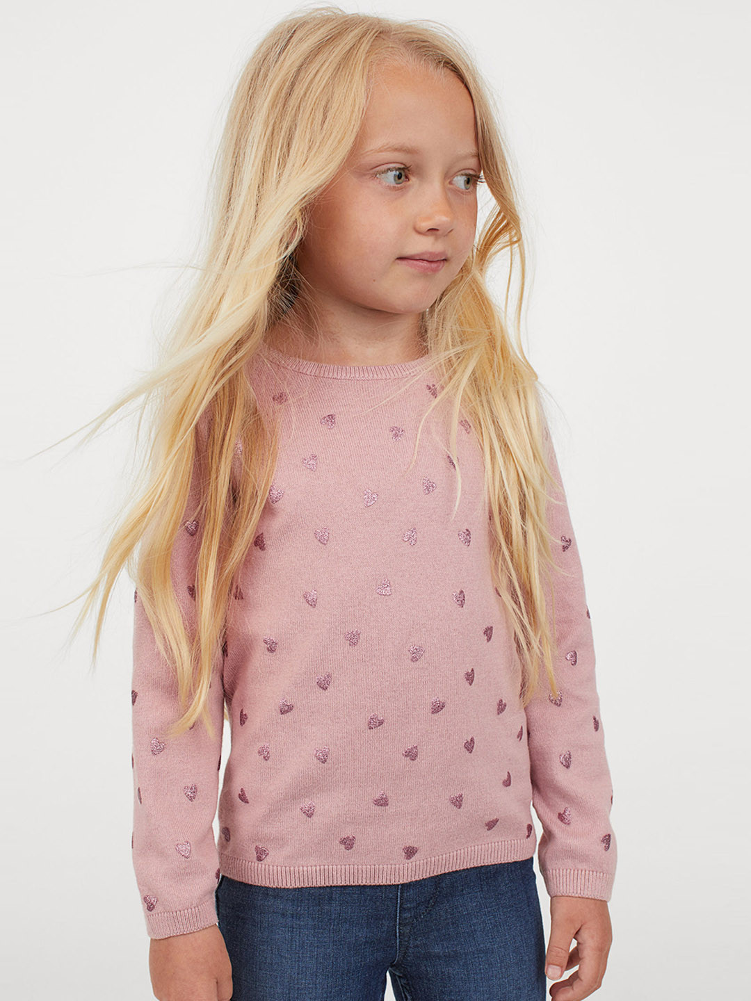 Buy H&M Girls Pink Fine Knit Cotton Jumper - Sweaters for Girls ...