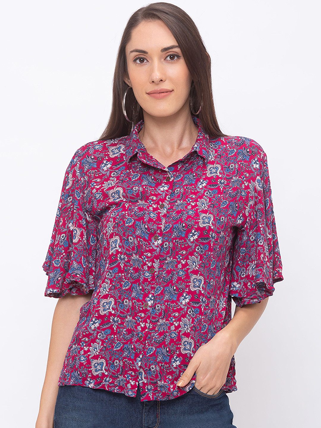 Buy Globus Women Multicoloured Printed Shirt Style Top - Tops for Women ...