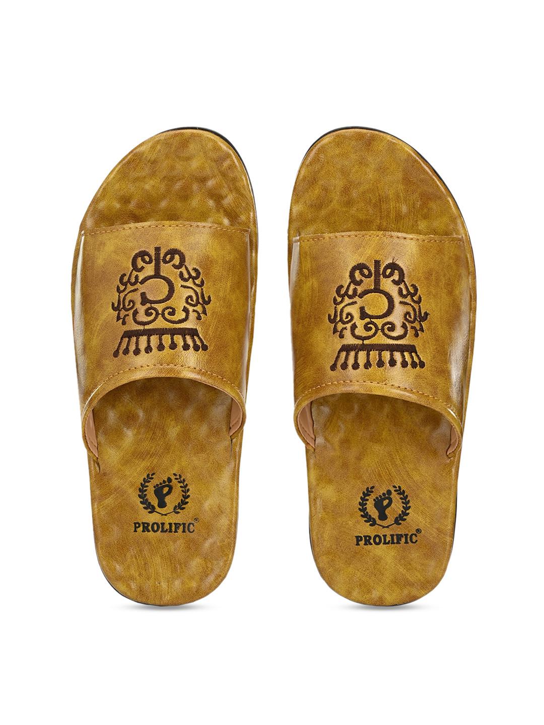 Buy Prolific Men Yellow Self Design Sliders - Flip Flops for Men ...