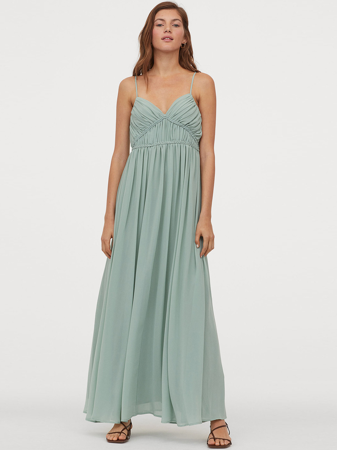 Buy H&M Women Green Solid Long Dress - Dresses for Women 12039074 | Myntra