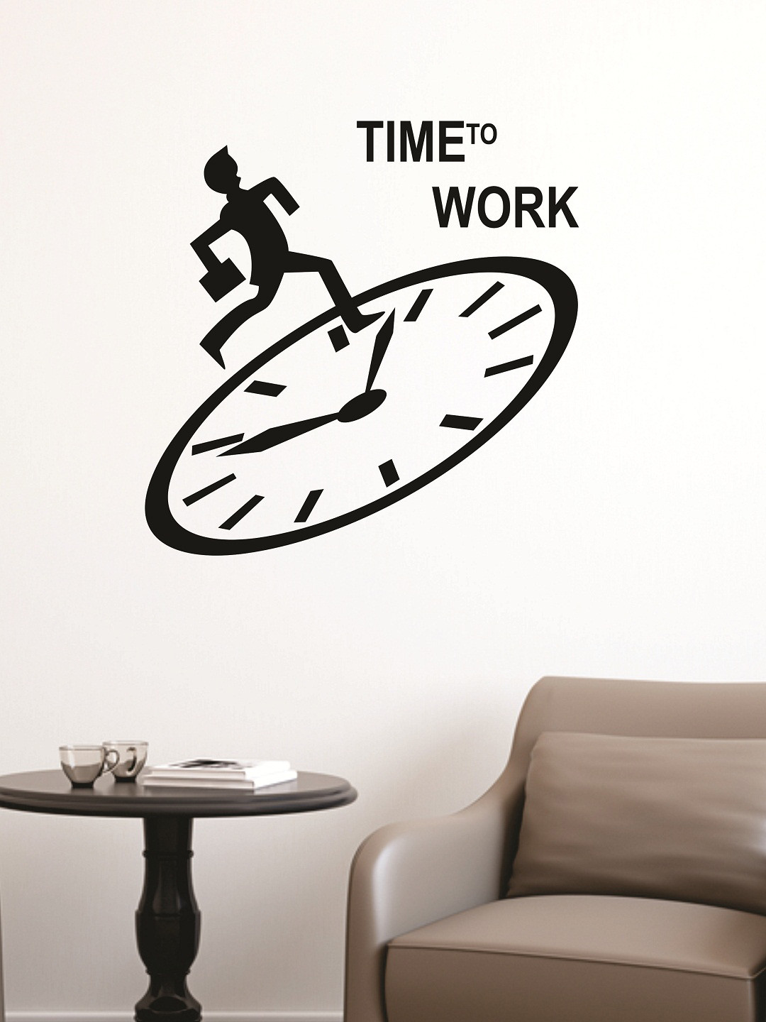 Buy WALLSTICK Black Time To Work Large Vinyl Wall Sticker - Decals And ...