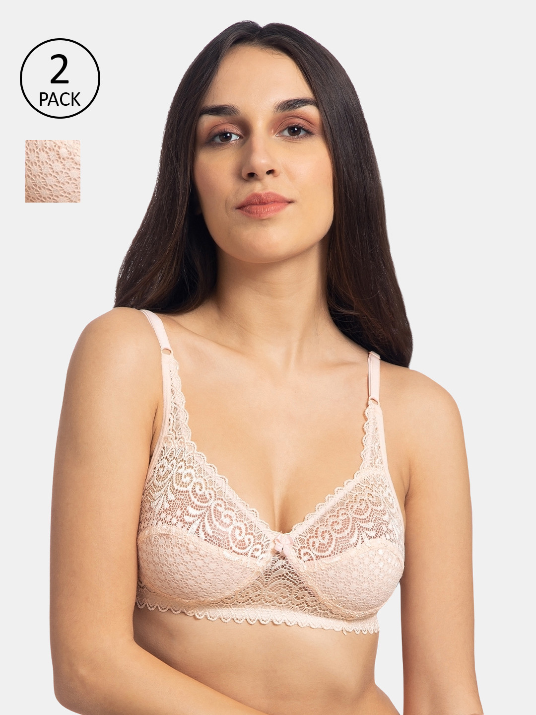 Buy Tweens Pack Of 2 Lace Non Wired Non Padded Everyday Bras TW 302 PEACH 2PC - Bra for Women ...
