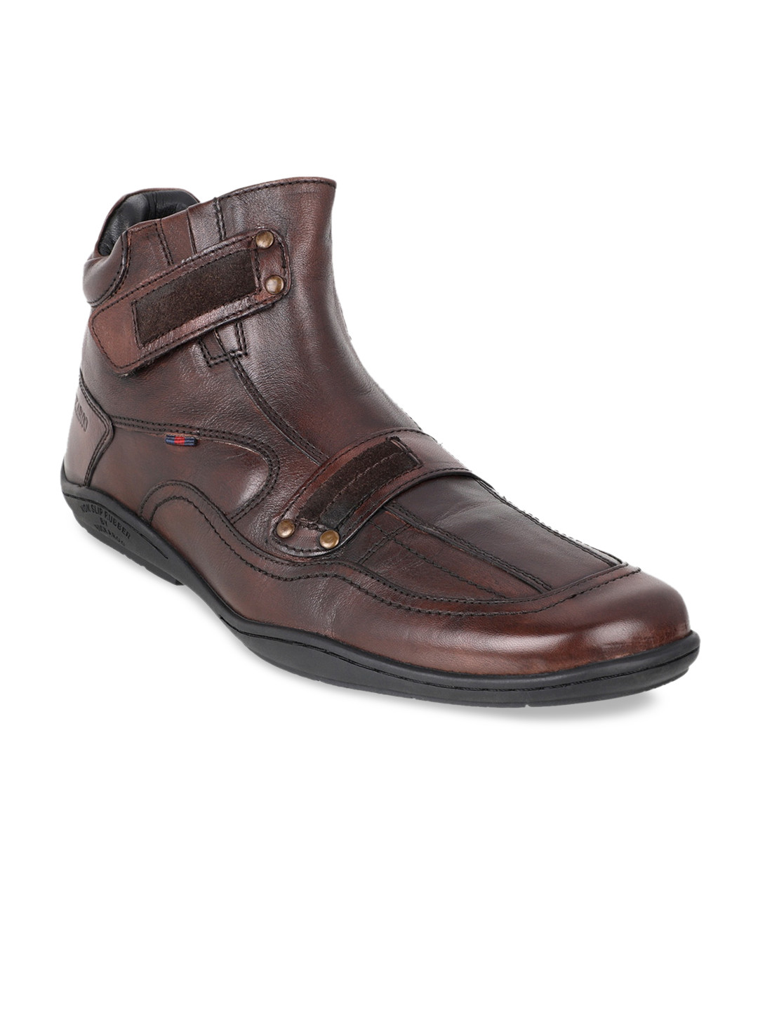Buy Buckaroo Men Brown Solid Leather EVA Mid Top Flat Boots - Casual ...