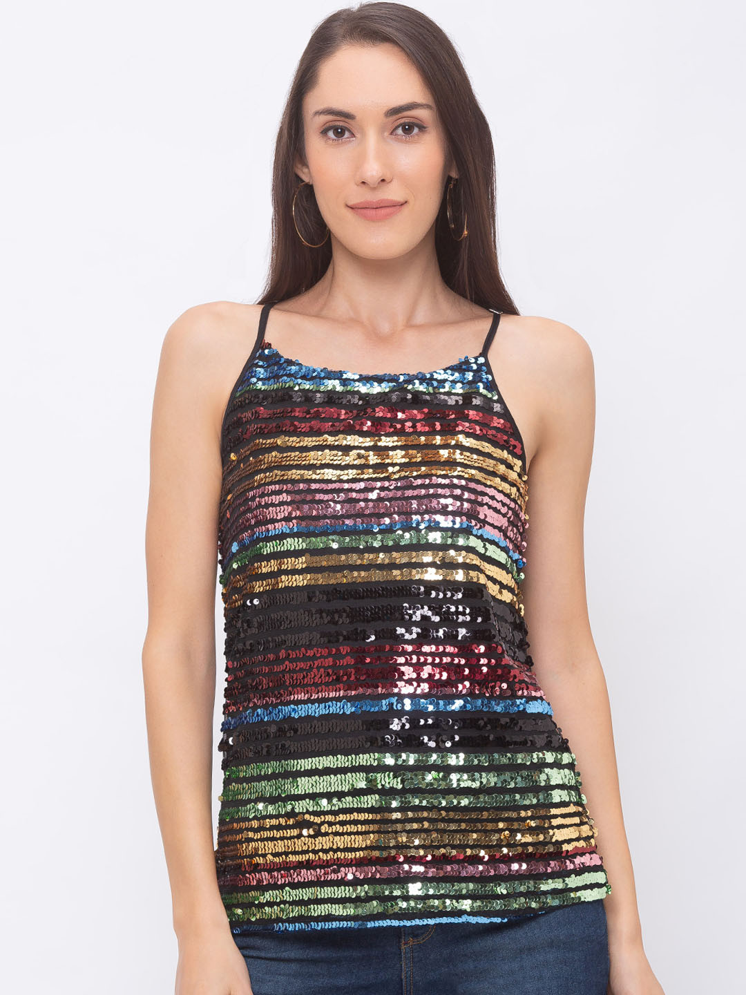 Buy Globus Women Multicoloured Embellished Tank Top - Tops for Women ...