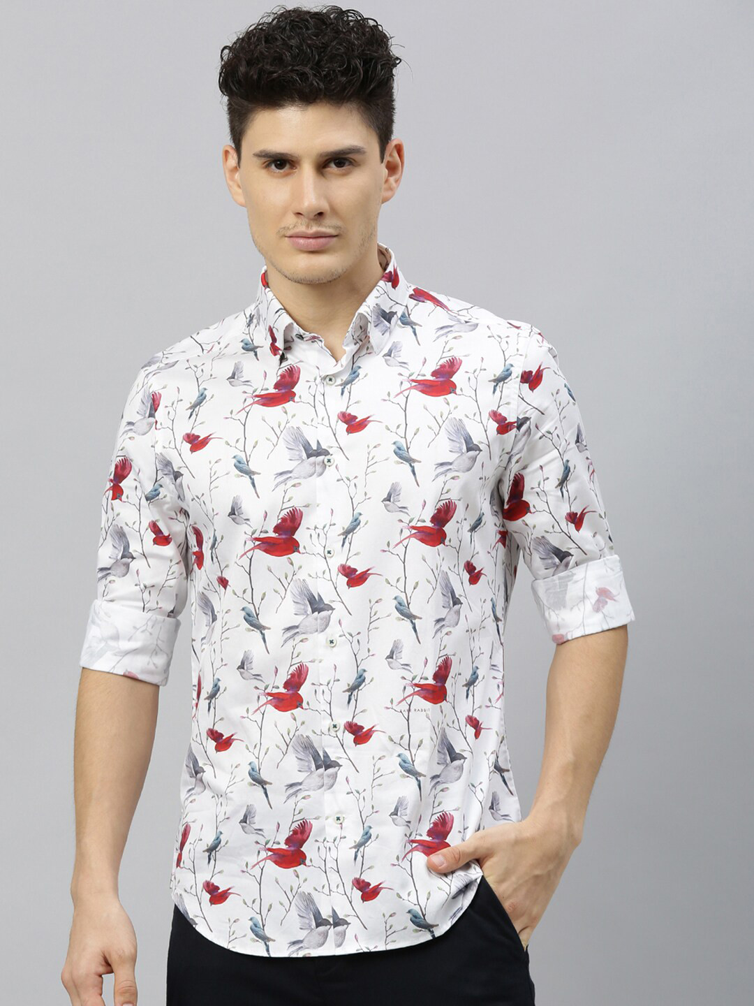Buy RARE RABBIT Men Beaks Fl Regular Fit Printed Shirt - Shirts for Men ...