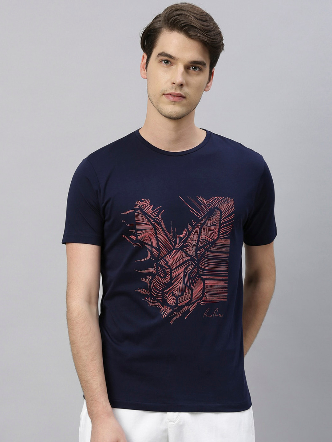 Buy RARE RABBIT Men Digiwave 2 Slim Fit Printed Round Neck T Shirt ...