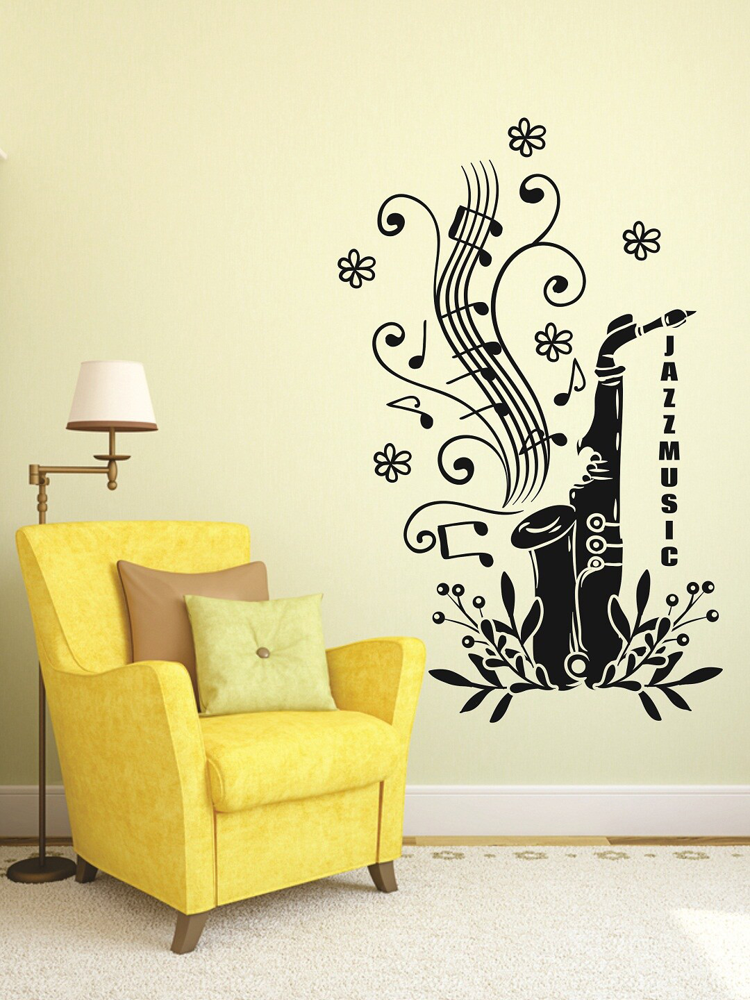 Buy WALLSTICK Black Musical Notes Large Vinyl Wall Sticker - Decals And ...