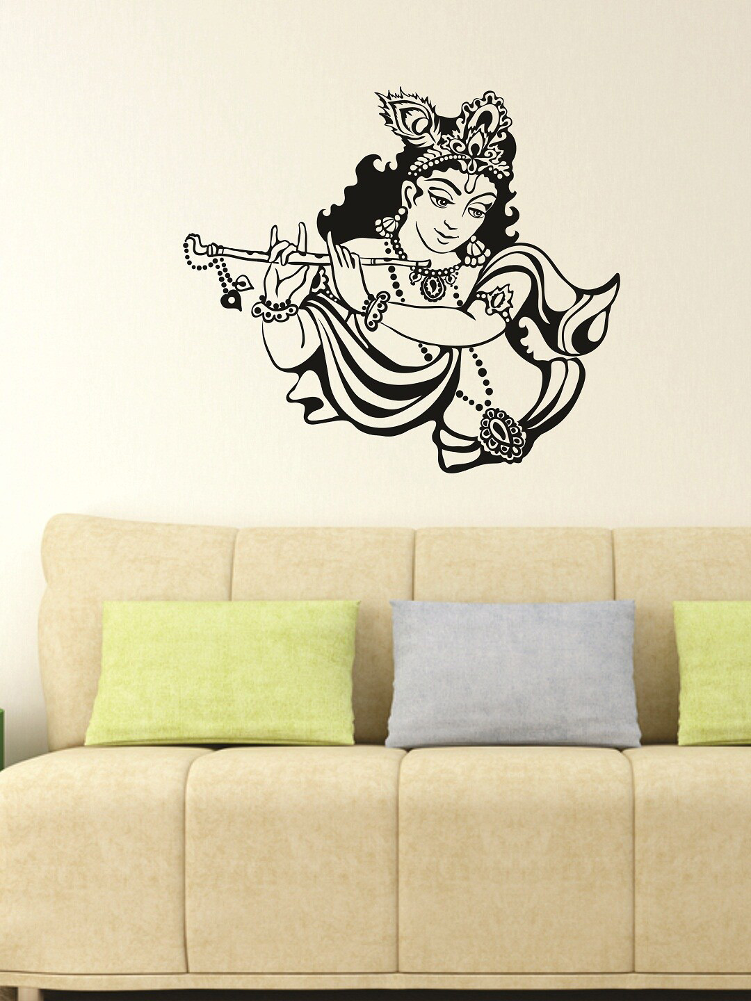 Buy WALLSTICK Black Lord Krishna Large Vinyl Wall Sticker - Decals And ...