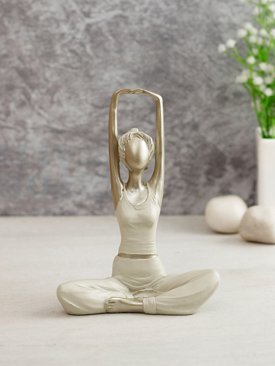 Buy TAYHAA Cream Coloured Healthy Yoga Pose Figurine Showpiece ...