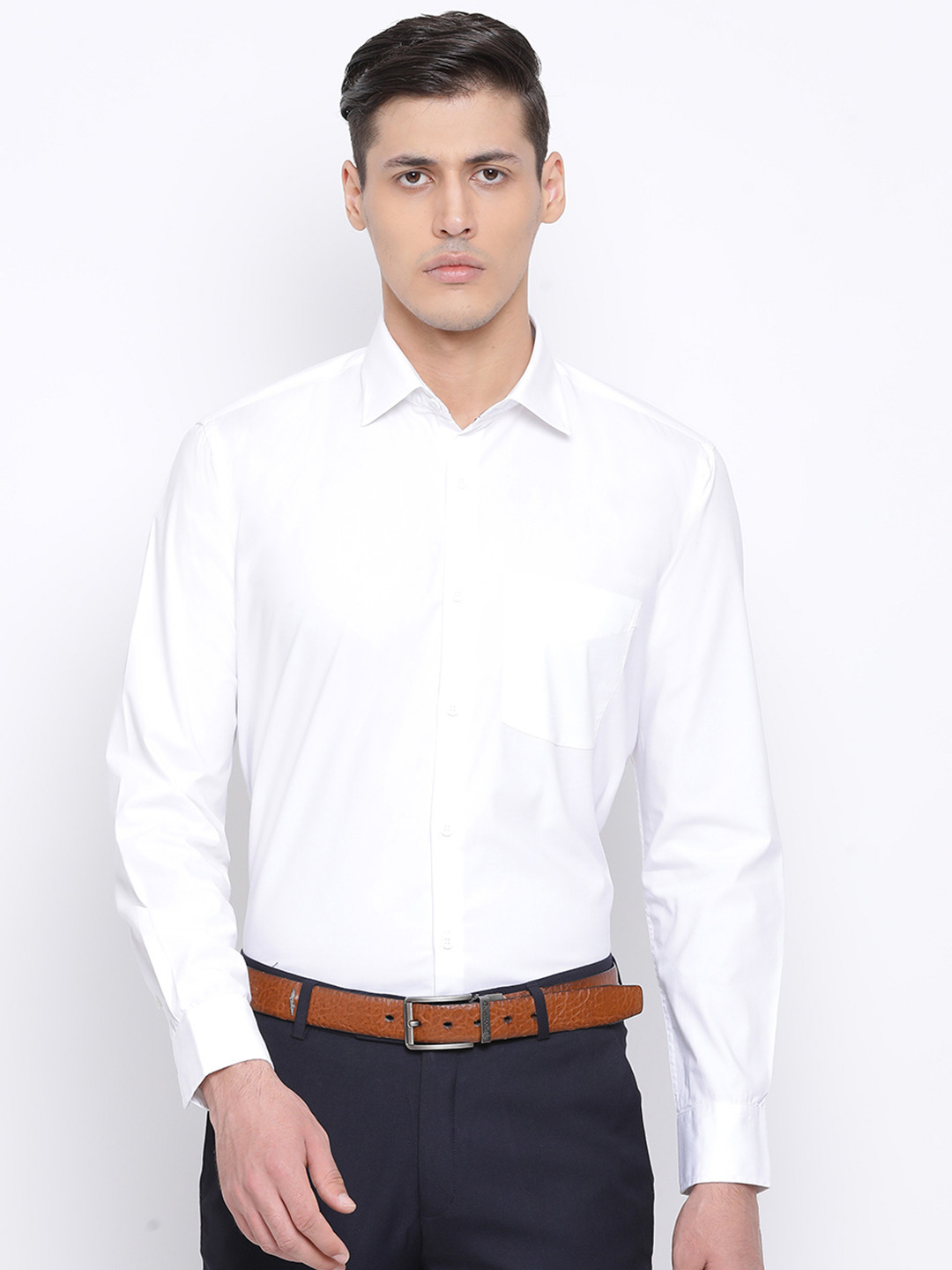 Buy Richlook Men White Slim Fit Solid Formal Shirt - Shirts for Men ...