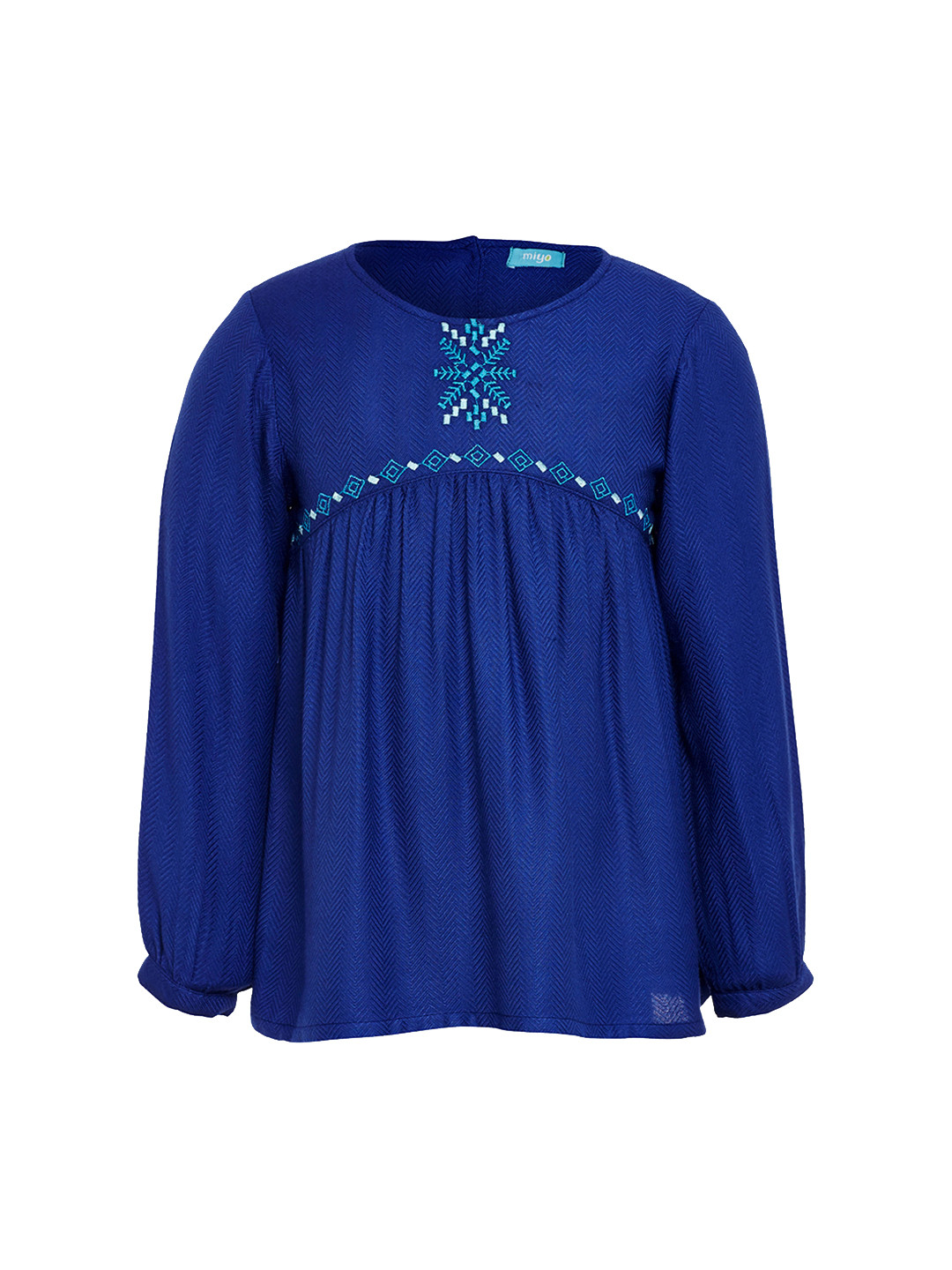 Buy Miyo Girls Blue Self Design A Line Top - Tops for Girls 12220700 ...