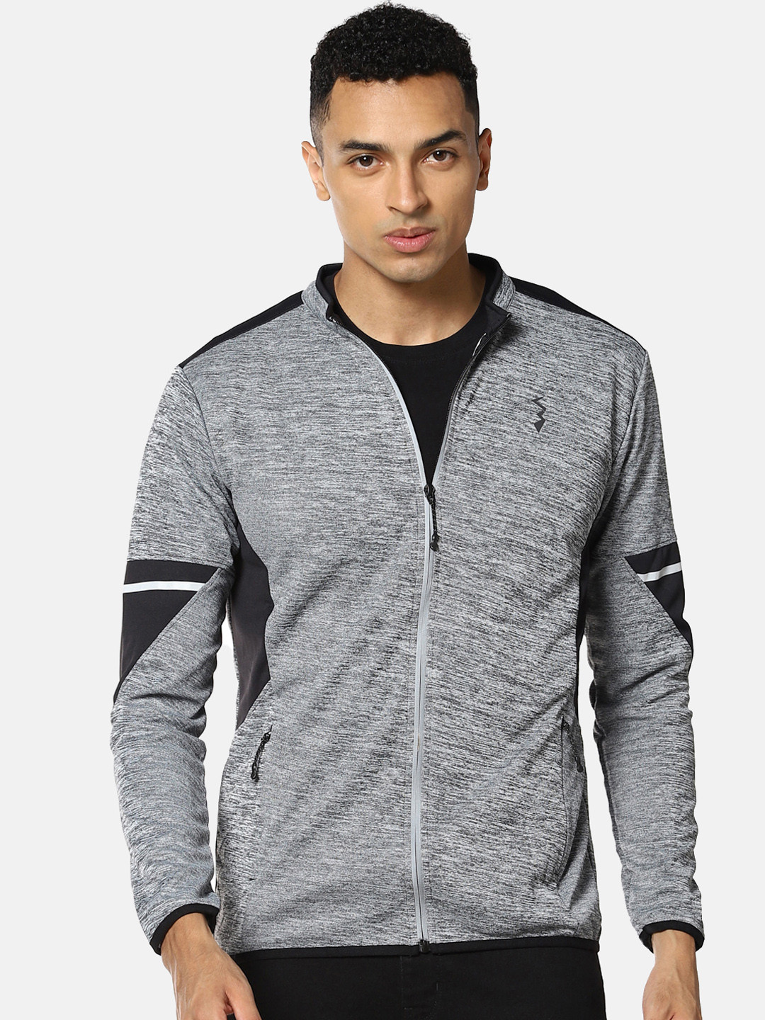 Buy Campus Sutra Men Grey Solid Windcheater Sporty Jacket - Jackets for ...