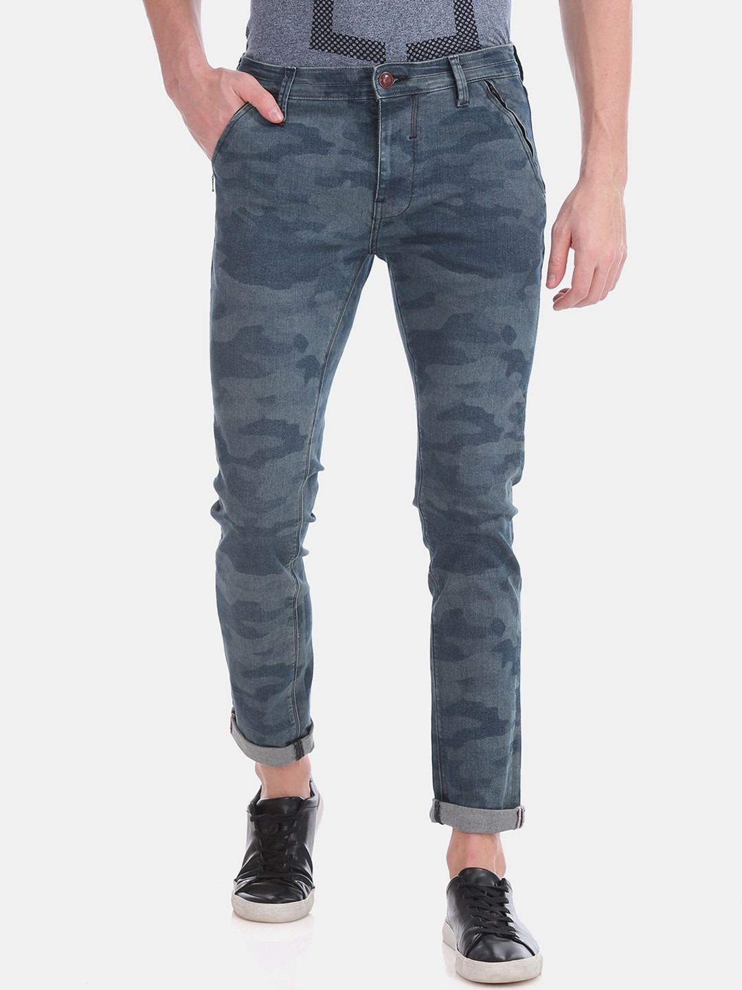 Buy Ed Hardy Men Blue Super Slim Fit Mid Rise Highly Distressed ...