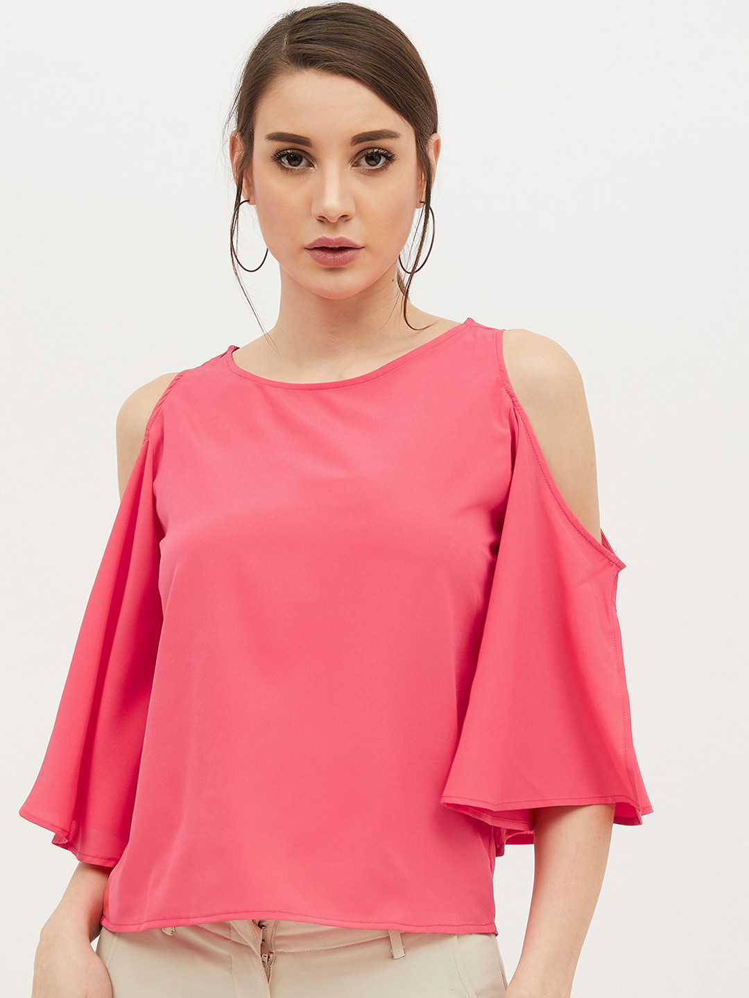 Buy Harpa Women Coral Pink Solid Top - Tops for Women 12437850 | Myntra