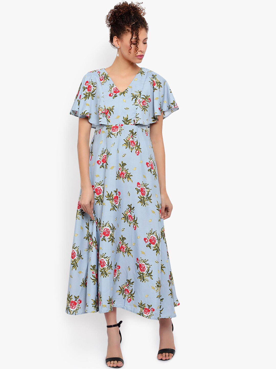 Buy Indietoga Women Blue Floral Printed Maxi Dress - Dresses for Women ...