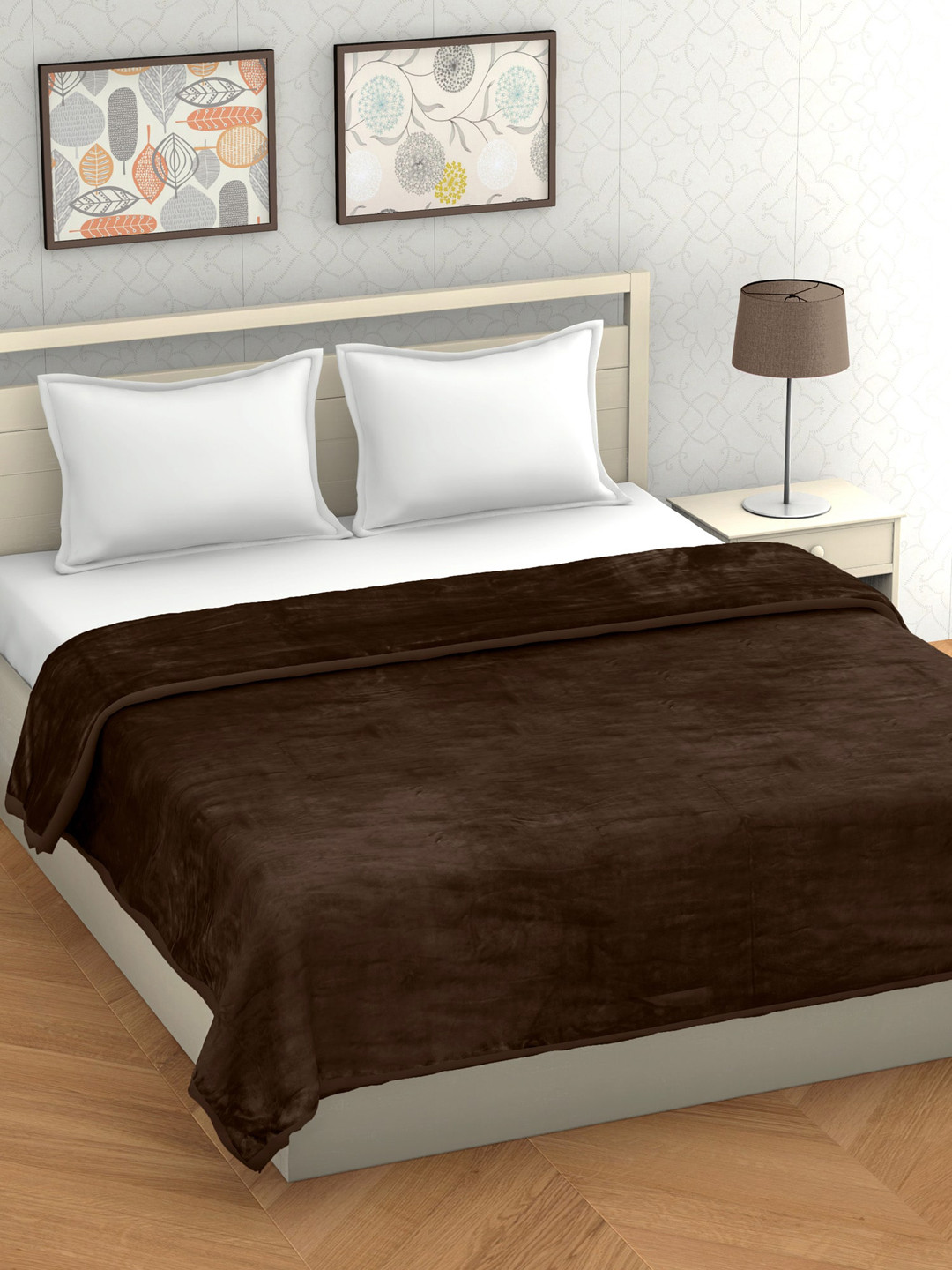 Buy BOMBAY DYEING Brown Solid Mild Winter 210 GSM Double Bed Blanket ...