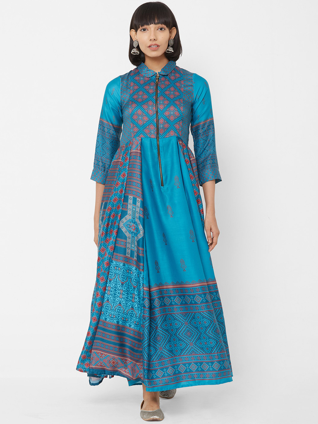 Buy Vedic Women Blue Printed Maxi Dress - Dresses for Women 12525638 ...