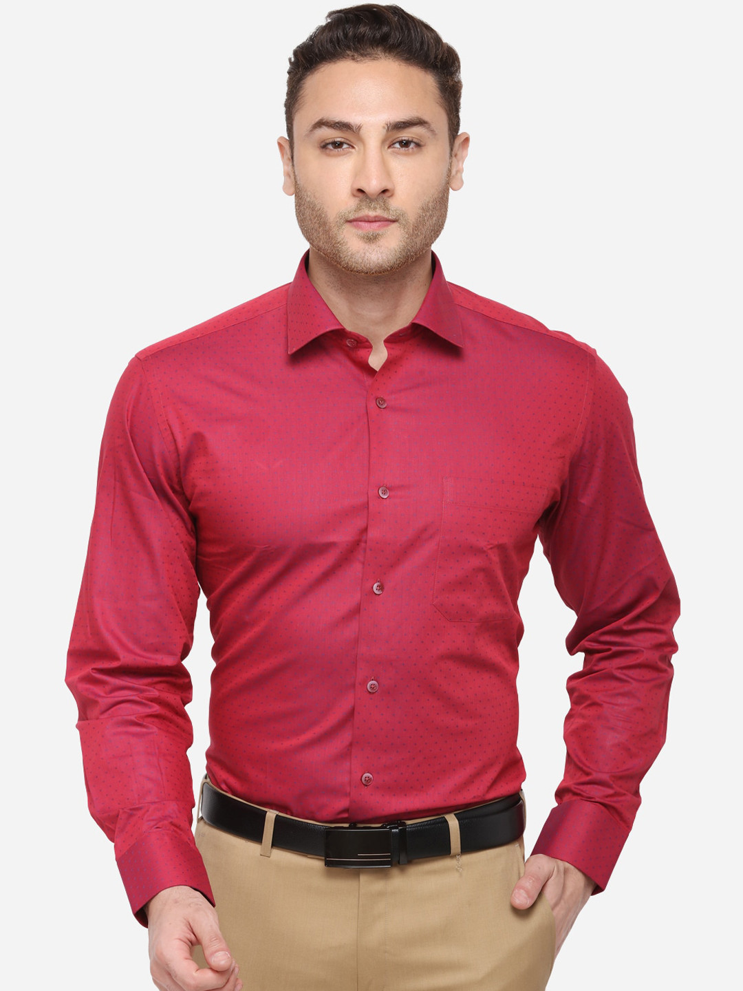 Buy METAL Men Red Slim Fit Solid Formal Shirt - Shirts for Men 12539266 ...