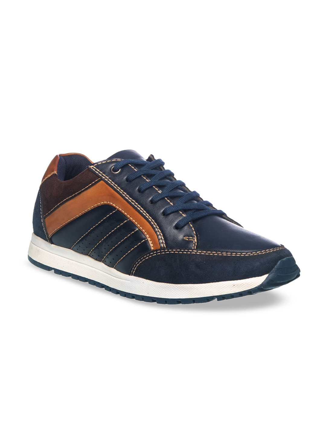 Buy Khadims Men Navy Blue Colourblocked Sneakers - Casual Shoes for Men ...