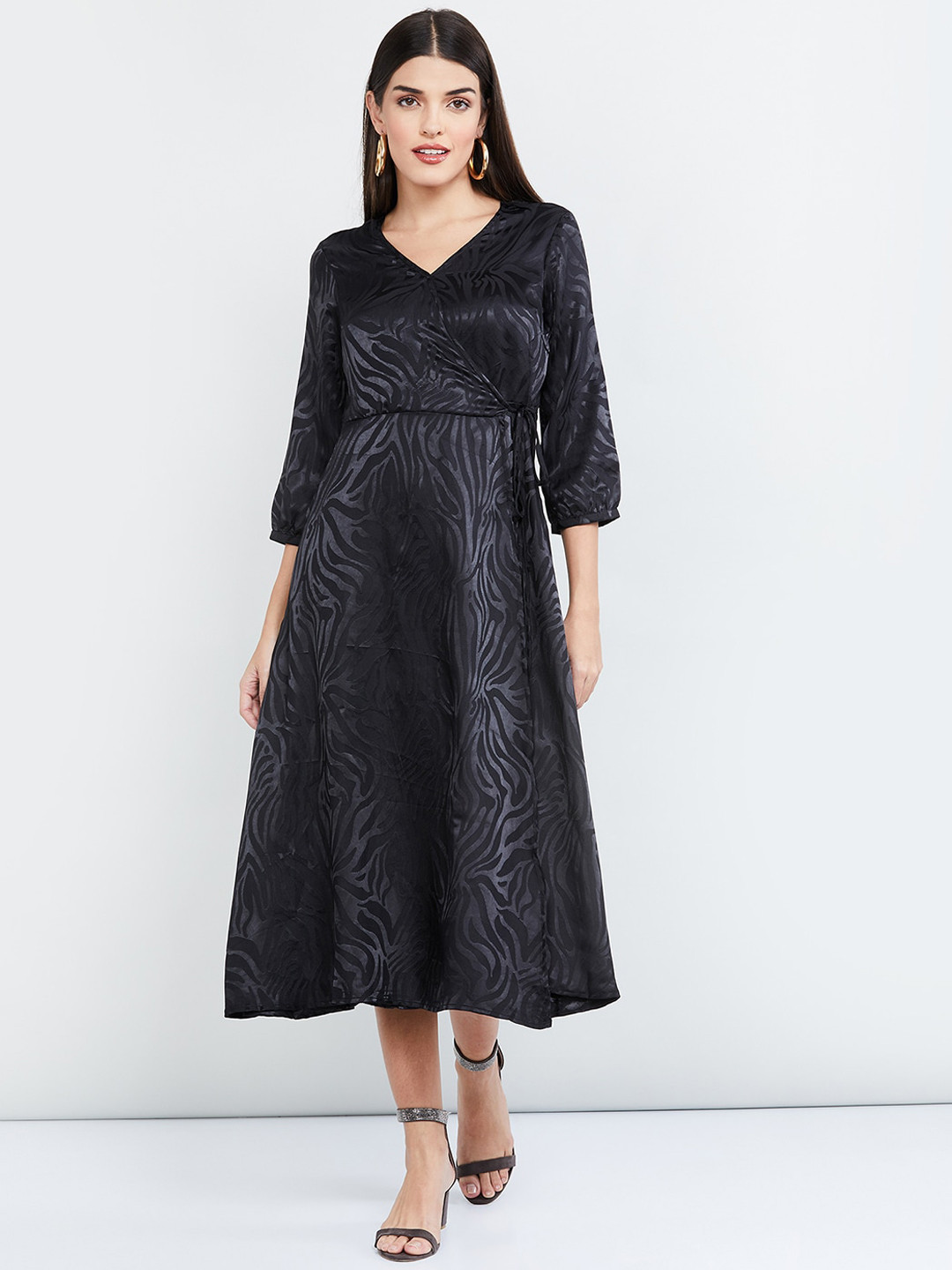 Buy Max Women Black Printed Wrap Dress - Dresses for Women 12594030 ...