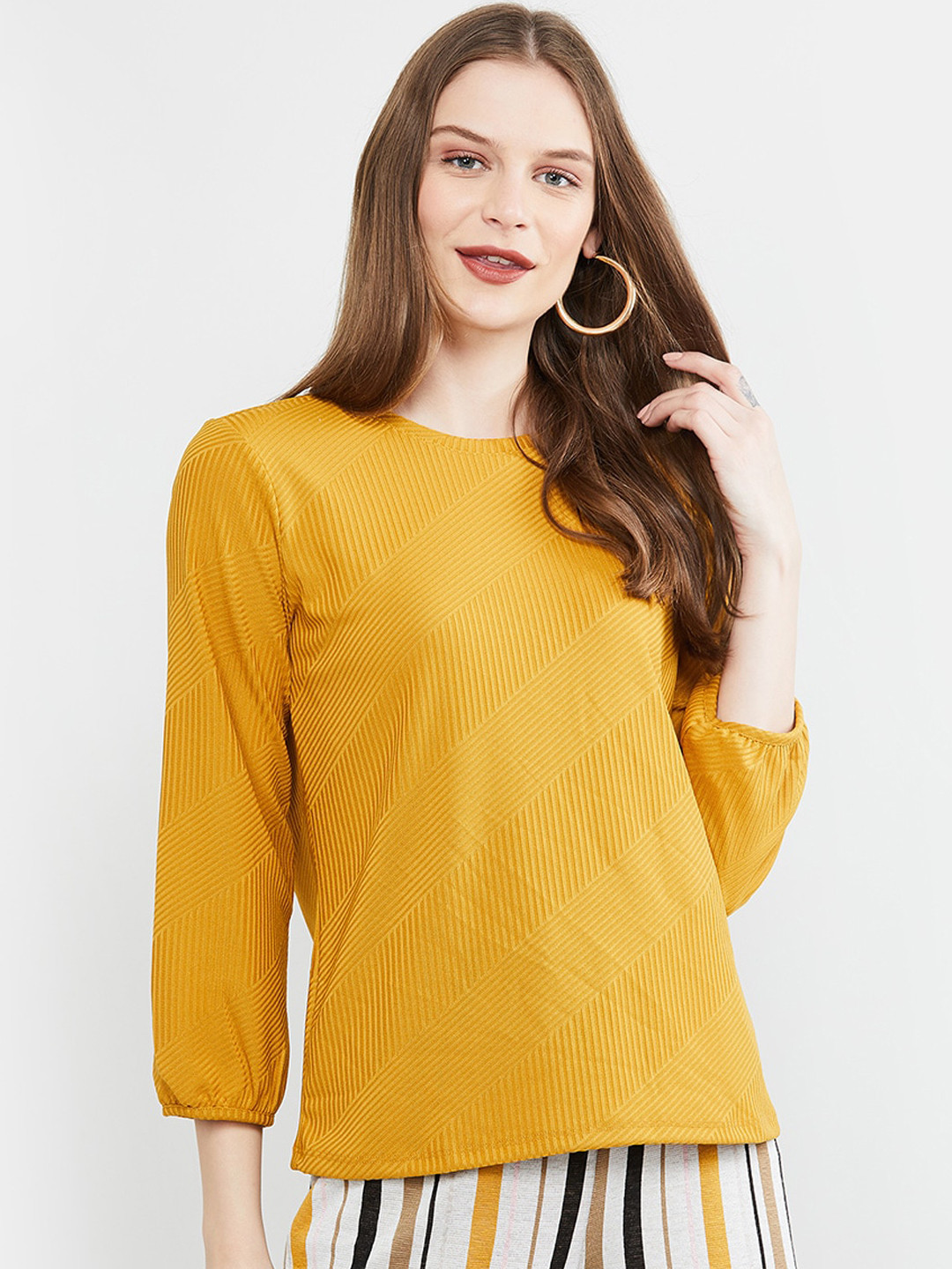 Buy Max Women Gold Toned Solid Top - Tops for Women 12625900 | Myntra