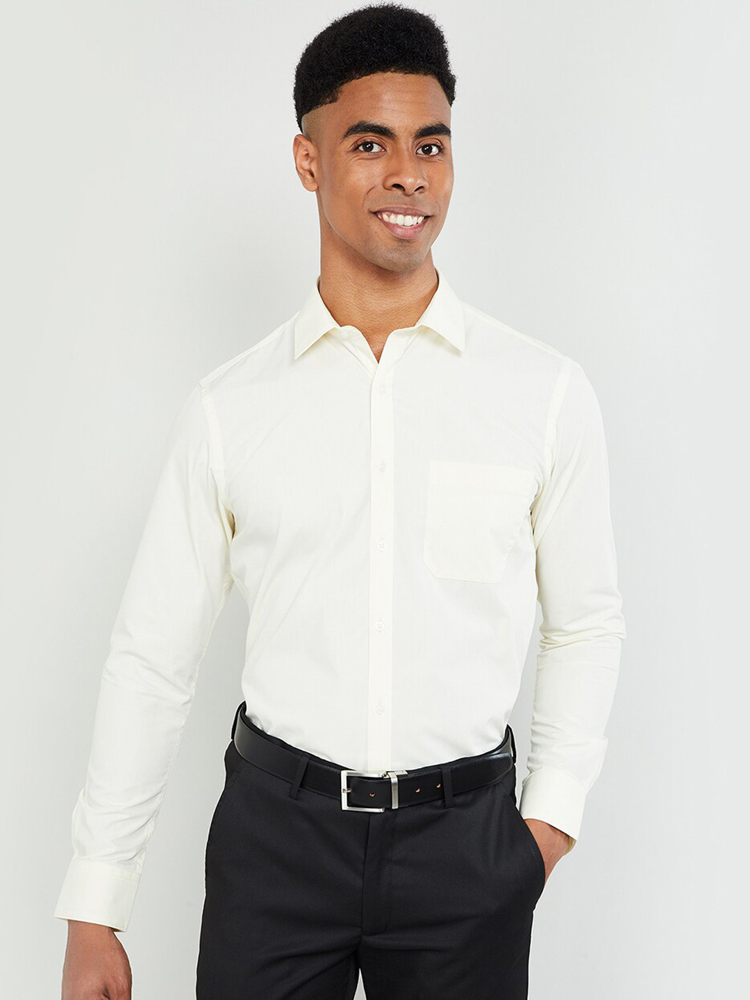 Buy Max Men Yellow Slim Fit Solid Formal Shirt - Shirts for Men ...