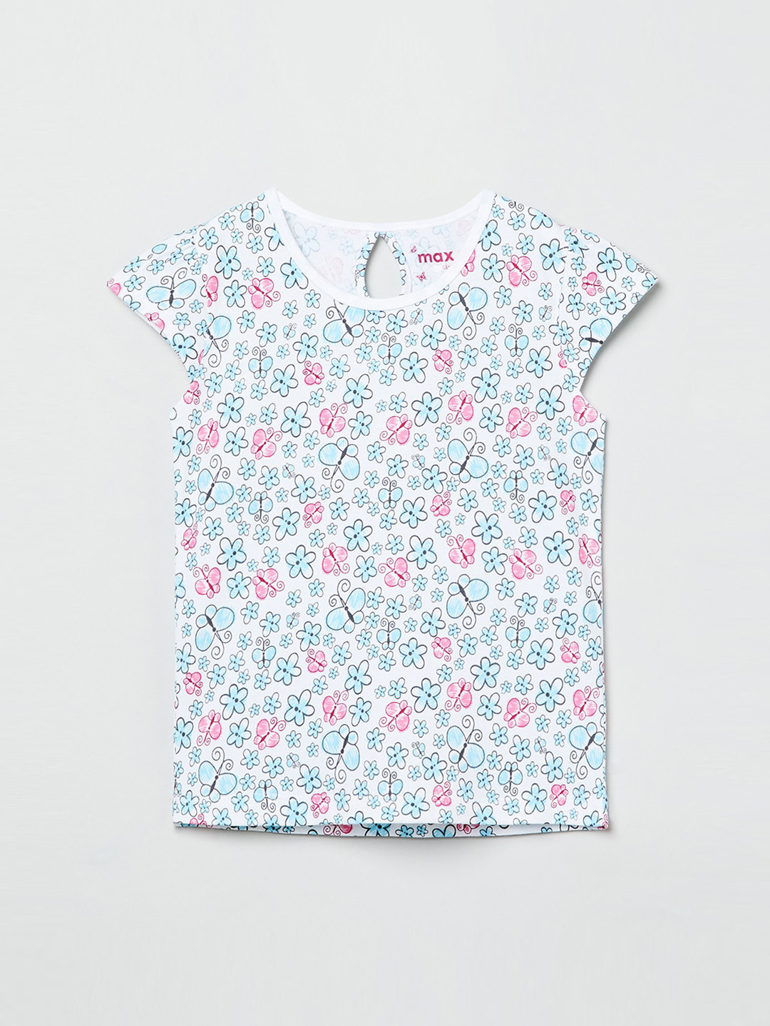 Buy Max Girls White Printed Knitted Pure Cotton Top - Tops for Girls ...