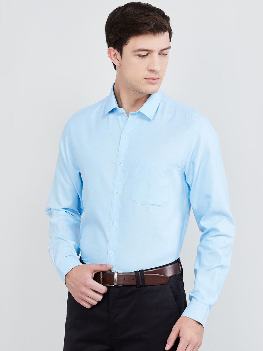 Buy Max Men Turquoise Blue Slim Fit Solid Formal Shirt - Shirts for Men ...
