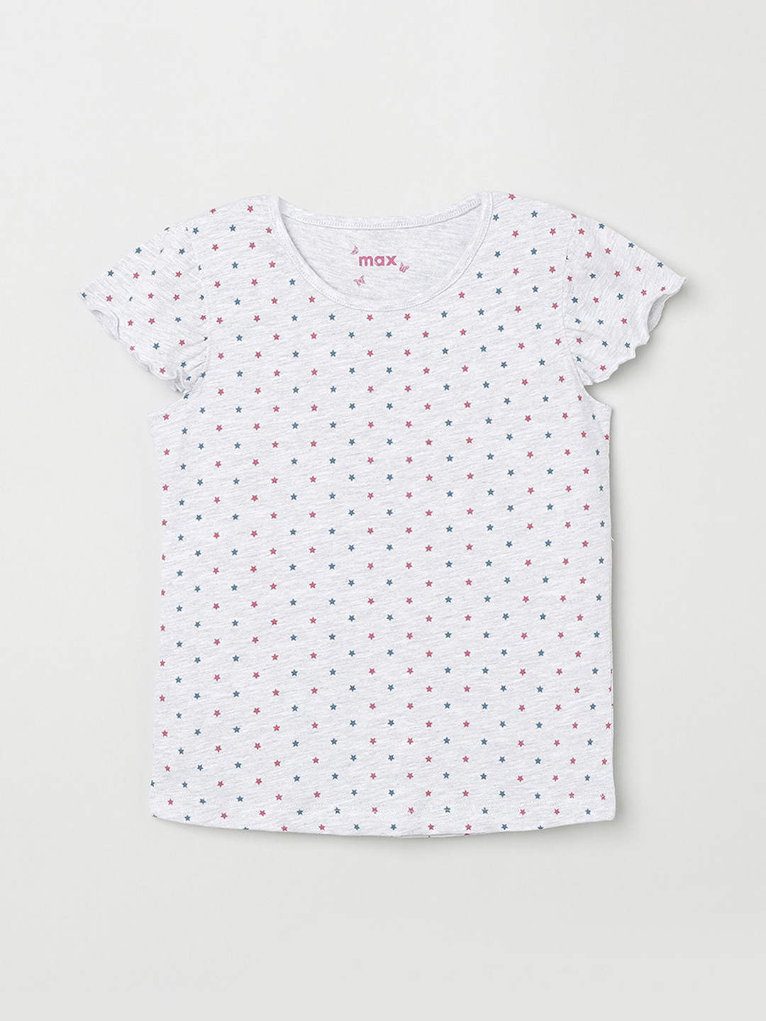 Buy Max Girls Grey Melange Printed Pure Cotton Top - Tops for Girls ...