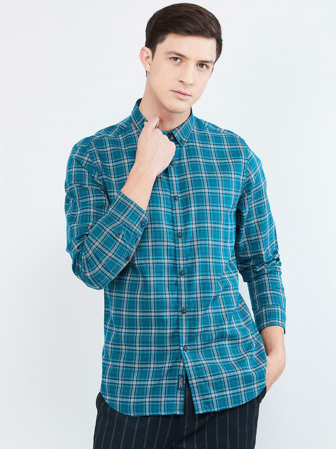Buy Max Men Green Regular Fit Checked Casual Shirt - Shirts for Men ...