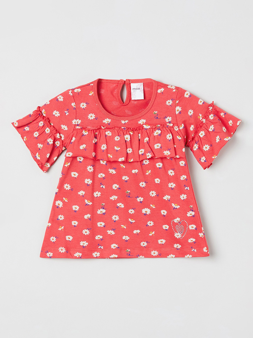 Buy Max Girls Pink Printed Pure Cotton Top - Tops for Girls 12602902 ...