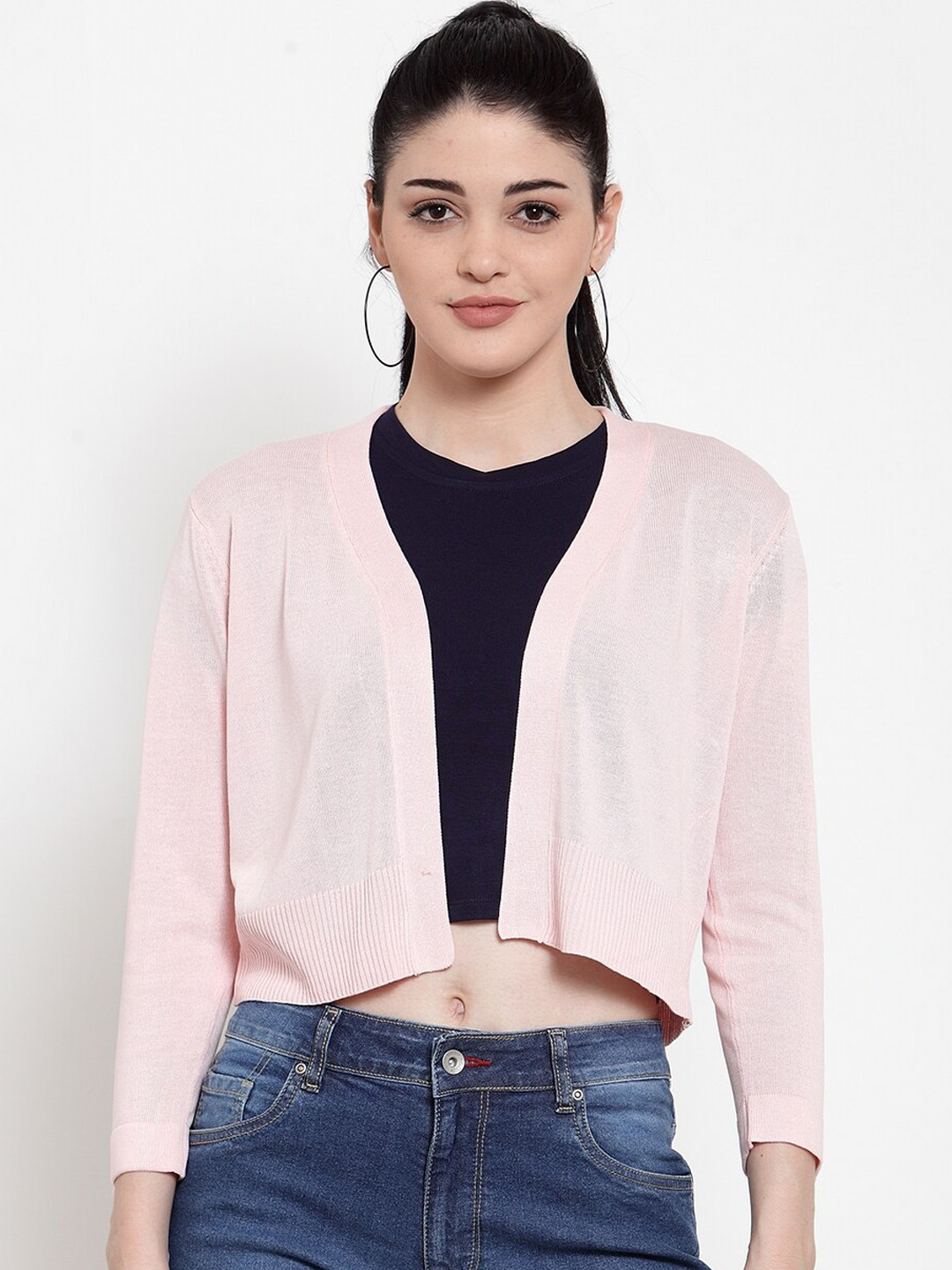 Buy Global Republic Women Pink Solid Open Front Shrug - Shrug for Women ...