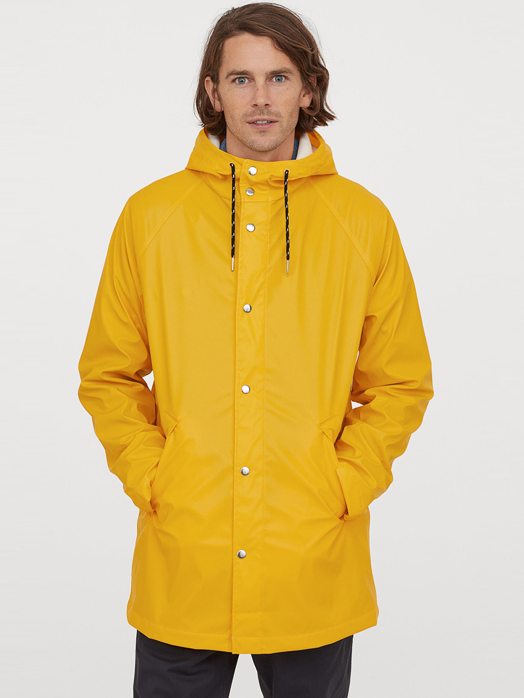 Buy H&M Men Yellow Hooded Rain Jacket - Rain Jacket for Men 12427128 ...