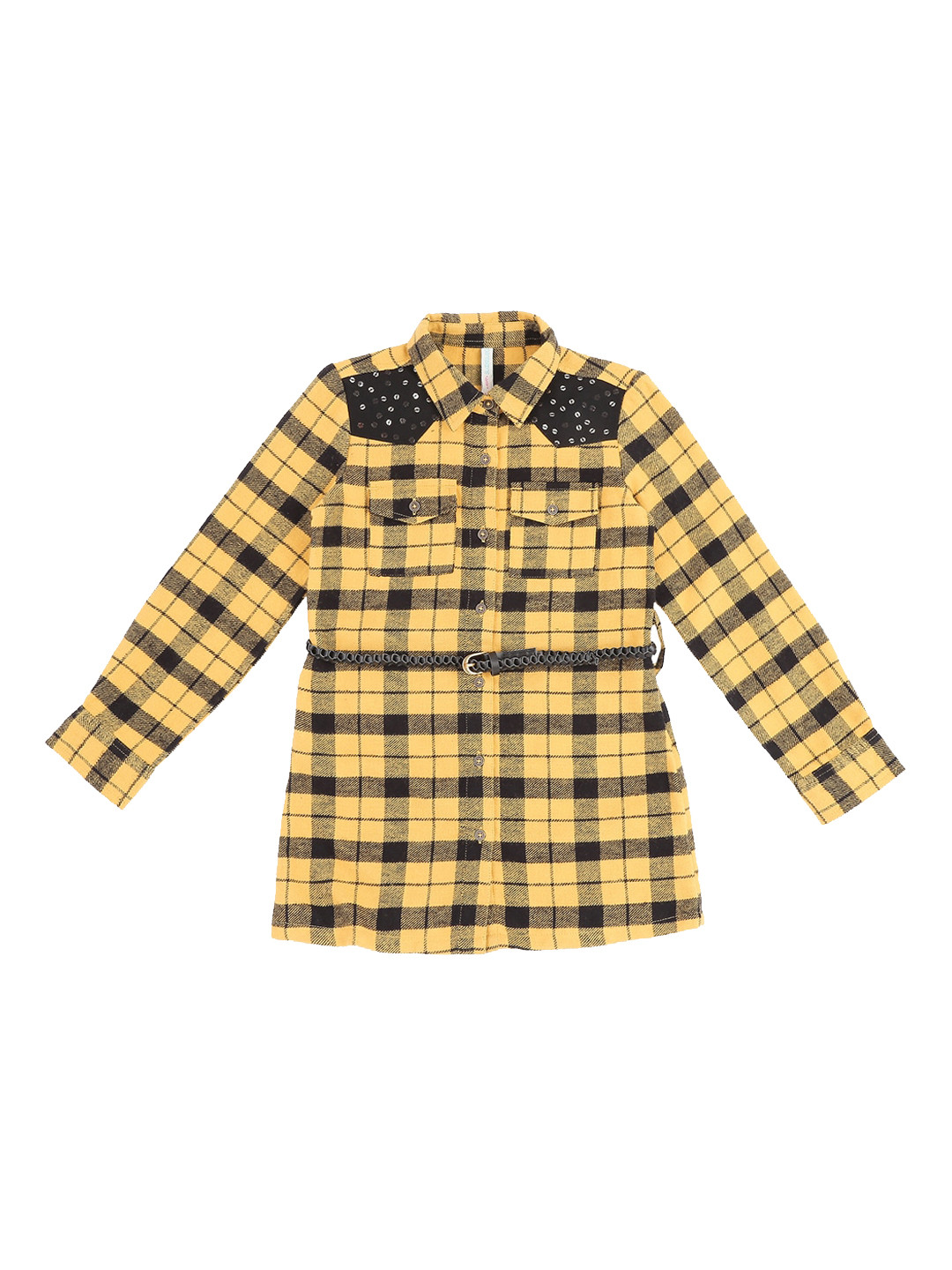 Buy Pantaloons Junior Girls Mustard Checked Shirt Style Top - Tops for ...